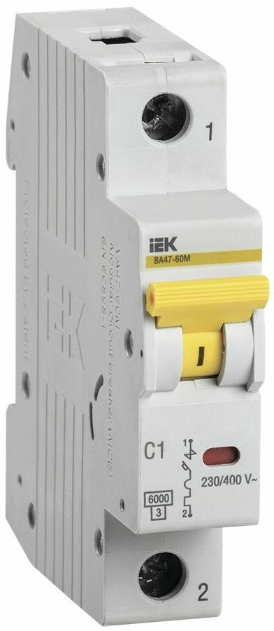 Выключатель автоматический IEK ВА47-60M 1Р 2А 6кА С
