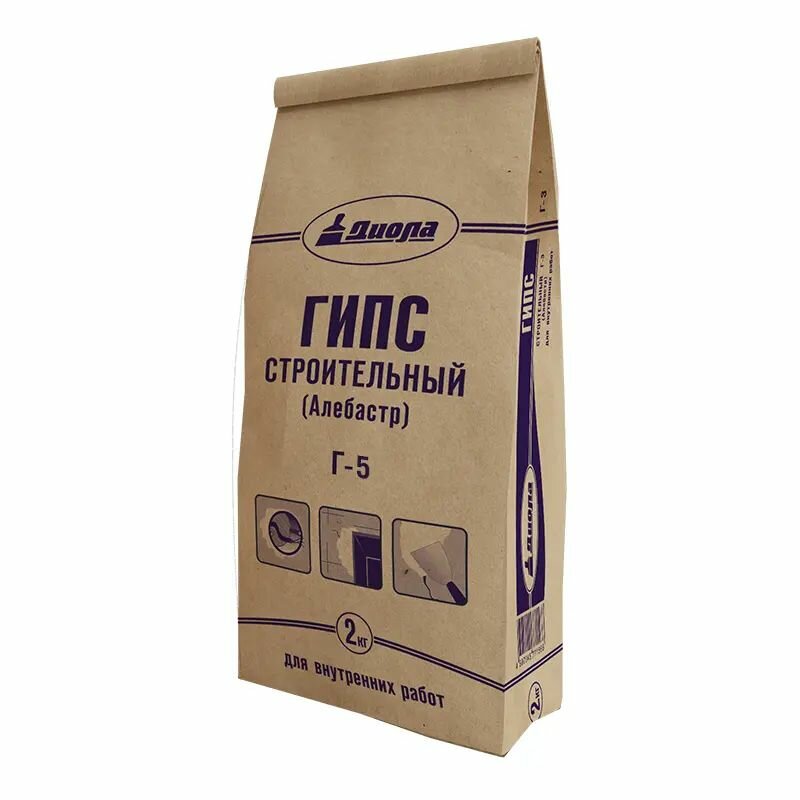Гипс Г-5 2кг/пакет (Алебастр)