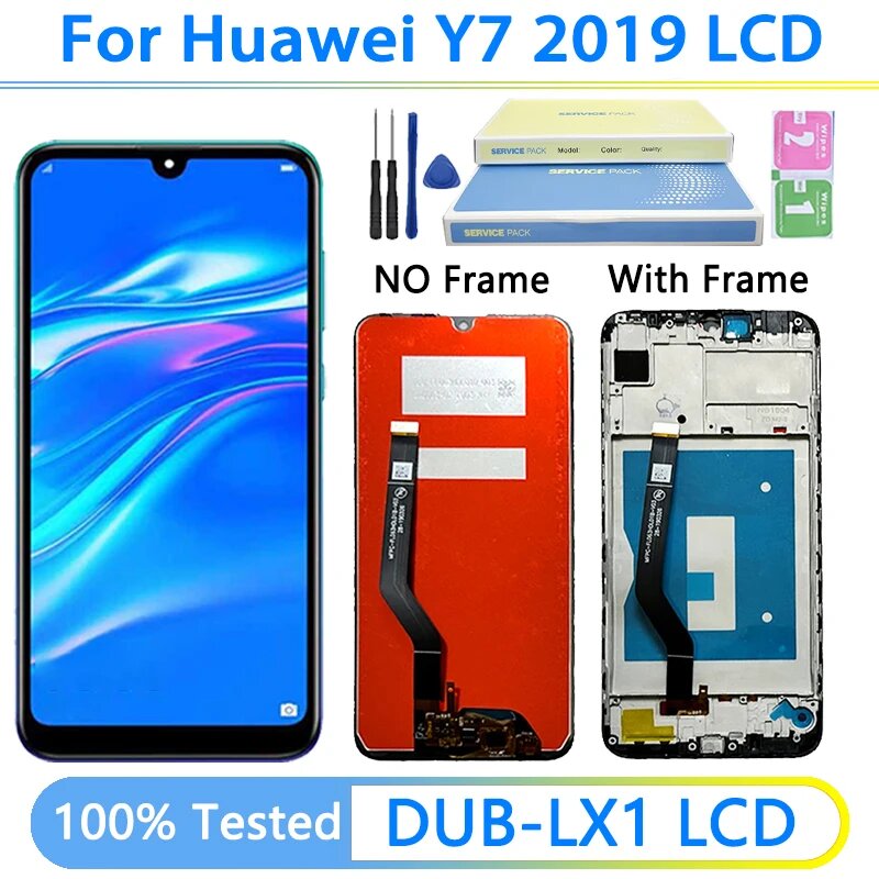 Y7 2019 DUB-LX3 DUB-L23 DUB-LX1 Экран дисплея для Huawei Y7 2019, ЖК-дисплей, Black With Frame