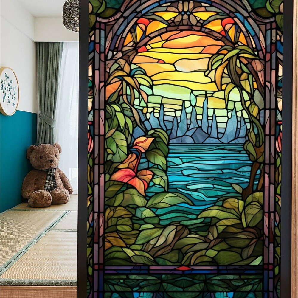 Статическая пленка для окон с цветочным узором защита от ультрафиолета и конфиденциальность без клея