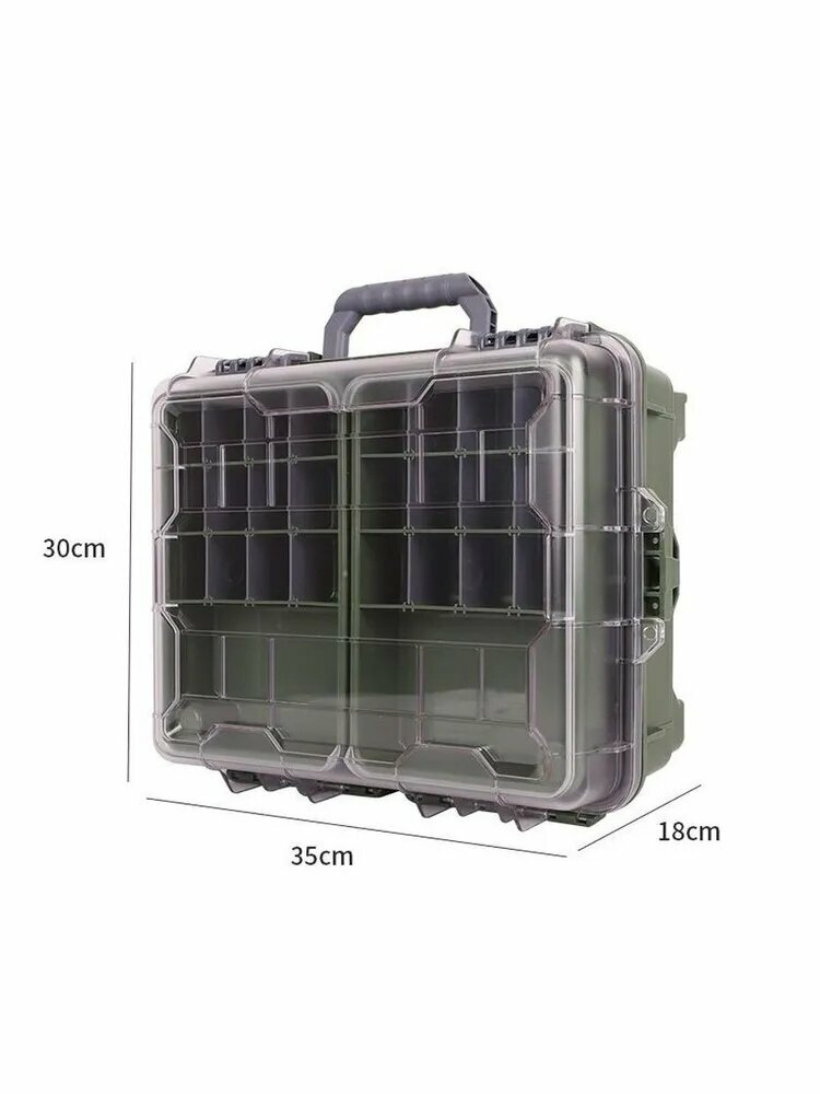 Водонепроницаемый органайзер для рыбалки, ящик для хранения приманок, воблеров, блесен и снастей, 35x30x18 см