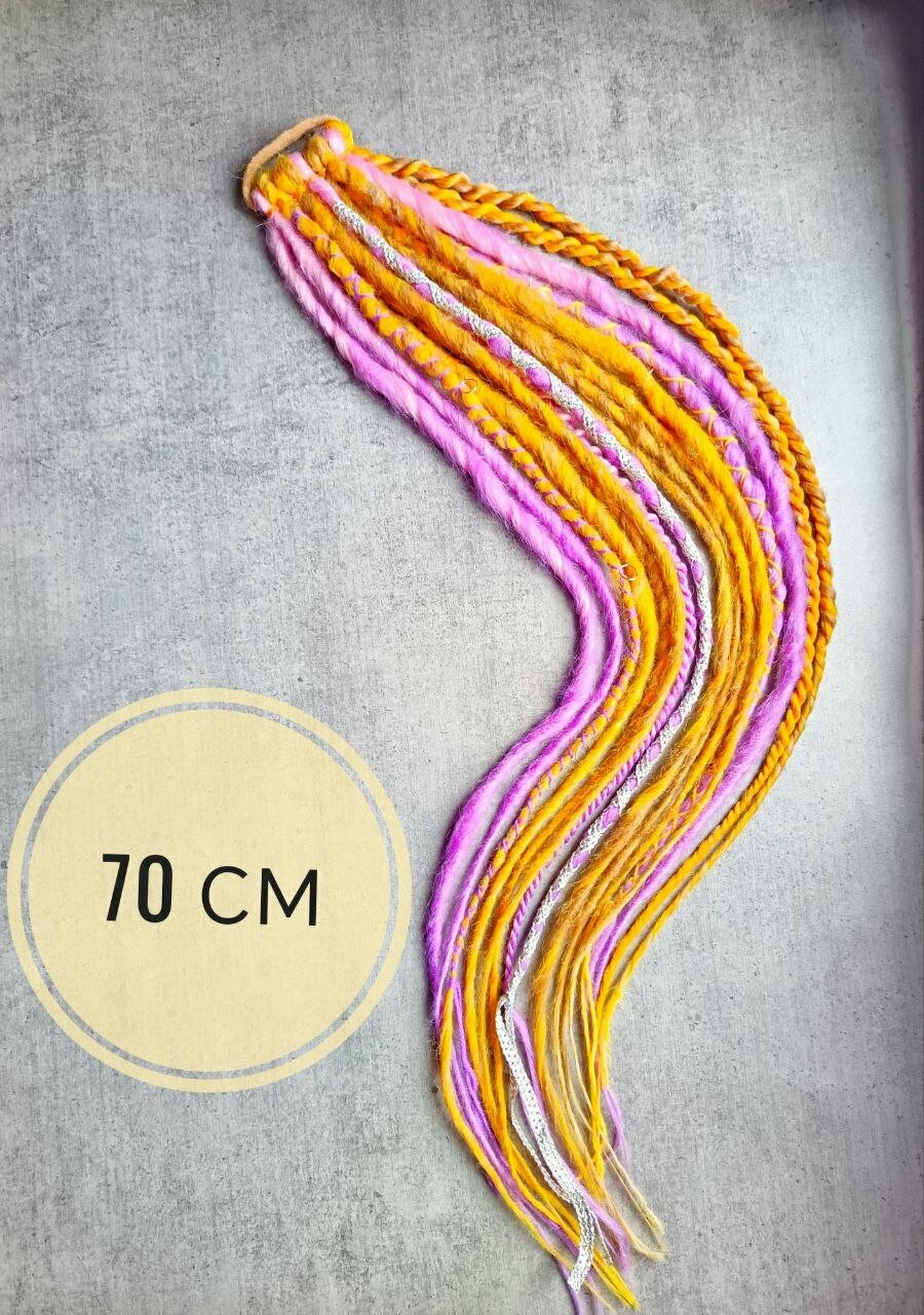 Резинка с дредами. Дредорезинка, афрорезинка. Ручная работа. Длина 70 см.