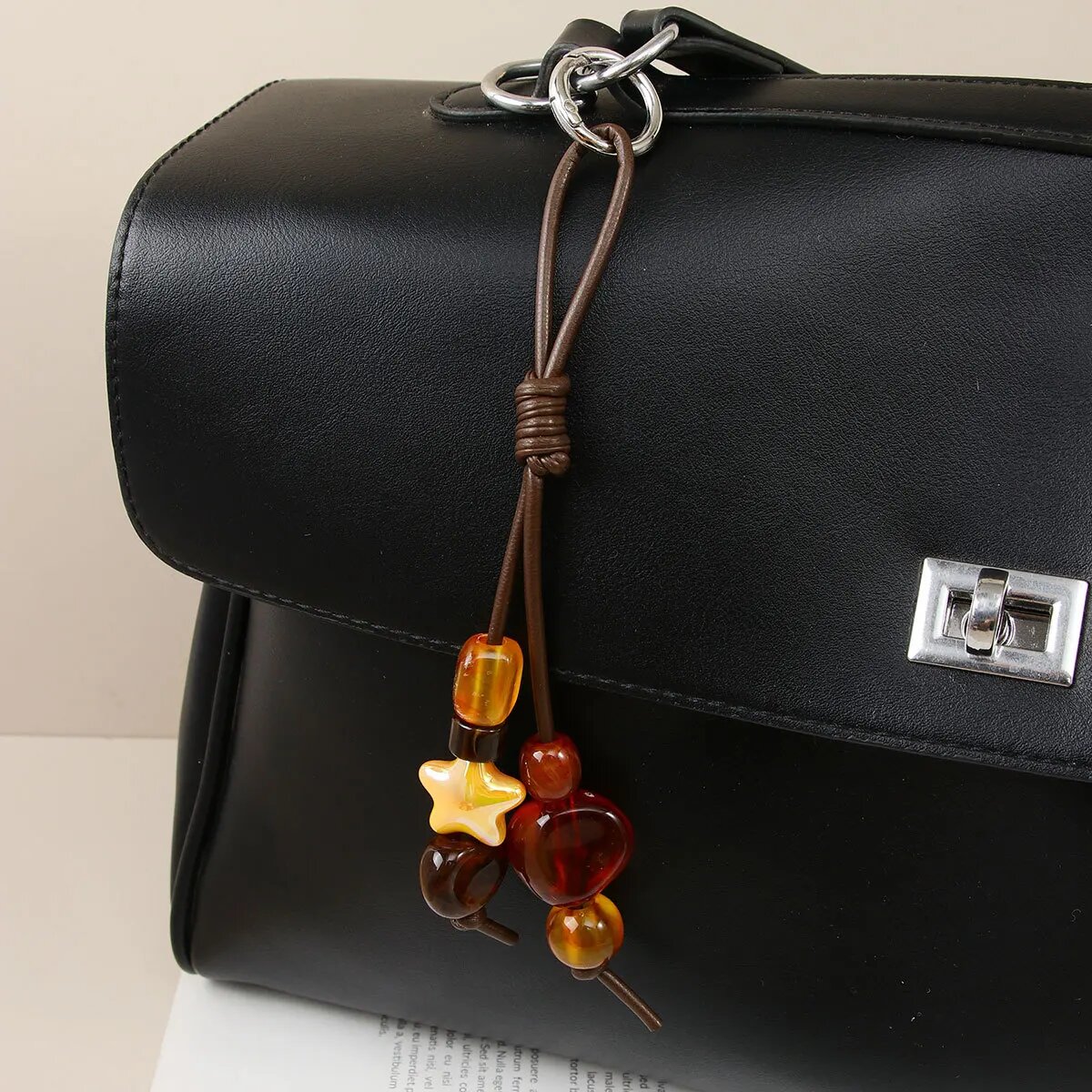 Модная тканая сумка-цепочка со звездой для женщин, аксессуары Y2K, коричневые шикарные сумки с нерегулярным сердцем, подвески из натурального камня, цепочка из бисера B