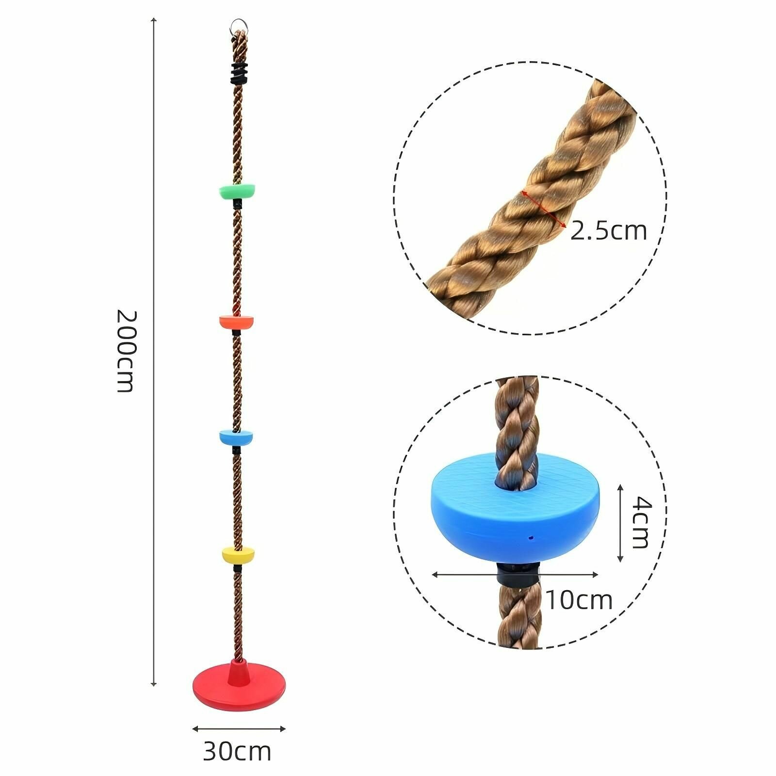 Канат для лазанья с зацепами. Качели подвесные диск Мойдвор. Тарзанка.-HDJ-CJ0920