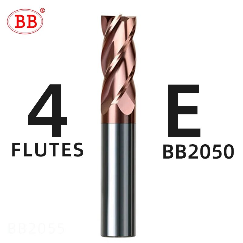 BB2055 DIY 1-20 плоская фреза, 4 флейты, инструмент, ключ, квадратный хвостовик 4 мм, 6 мм, 8 мм, 12 мм 4F-BB2050-E, 1.5x4x4x50