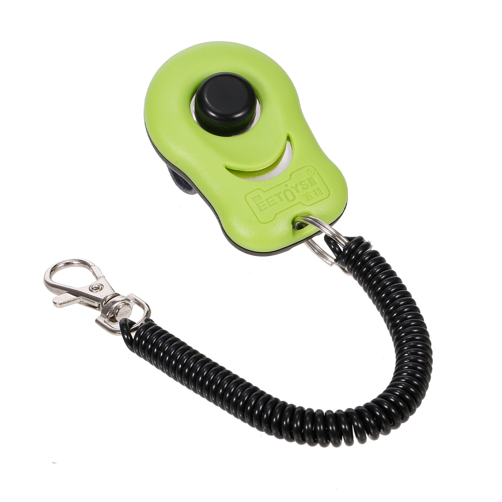 Кликер для дрессировки животных Pet Click Device с ремешком для запястья, материал ABS, цвет зеленый и черный, размер продукта 6*4см, вес продукта 19г, вес упаковки 39г, размер упаковки 19.5*9.3*2см, в комплект входит 1 кликер для дрессировки собак котов