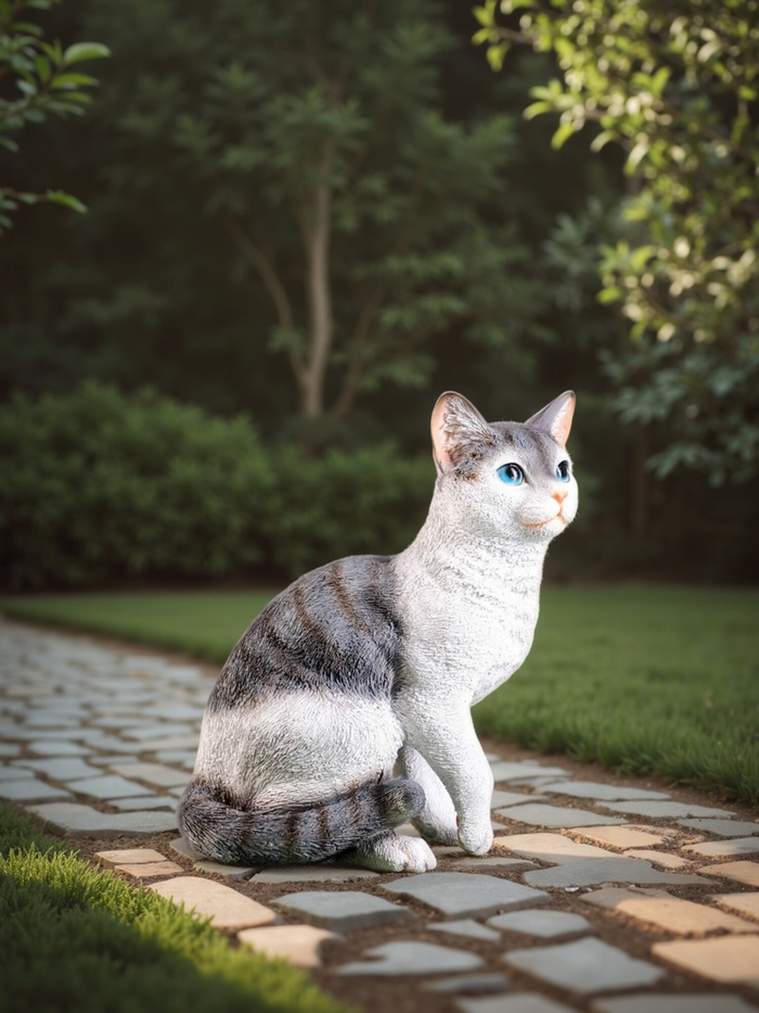 Садовая фигура Хорошие сувениры "Кот", 25 x 16 x 30 см, белый/серый