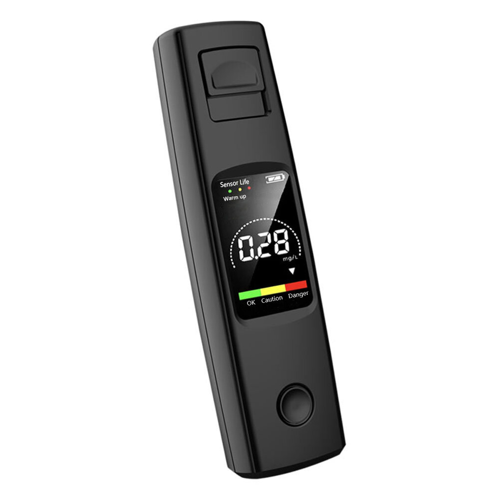 Мини тестер алкоголя портативный высокой точности дыхательный детектор алкоголя бесконтактный USB заряжаемый с цифровым ЖК-дисплеем функцией сигналации черный белый ABS EN JP 0.000-0.199%BAC 5V 200mAh 0-45℃ 100*28*17mm 1 шт