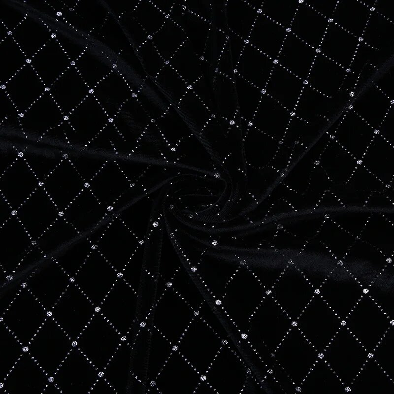 Бархатная ткань DUOFEIYA бронзовая клетчатая 50x160 см Черный, black