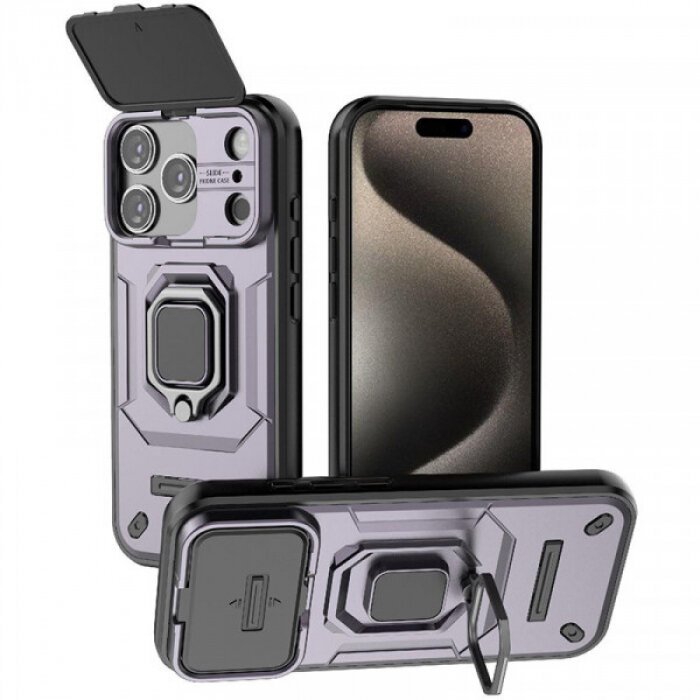 Transformer Ring Holder Противоударный чехол с кольцом и шторкой камеры для iPhone 17 Pro