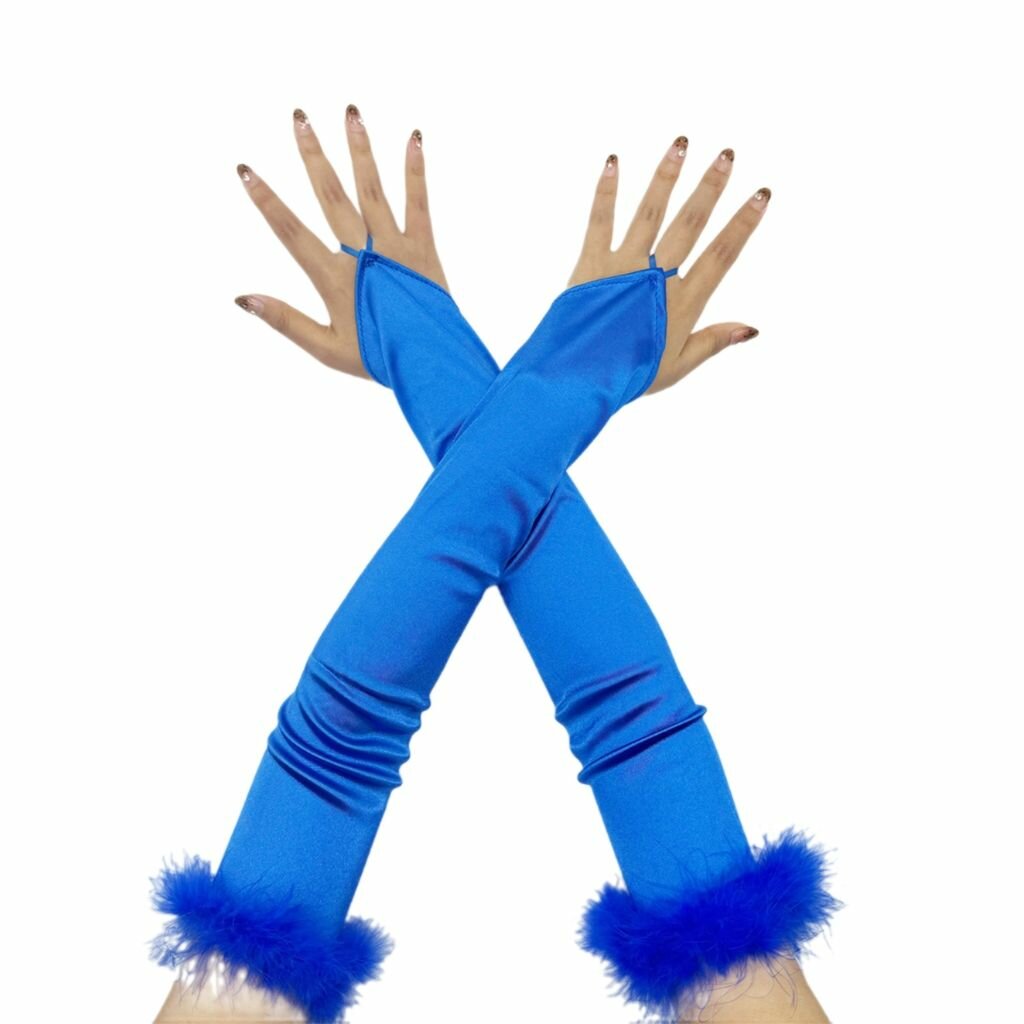 Перчатки для вечеринок в стиле ретро с крючком 1920-х годов- синий