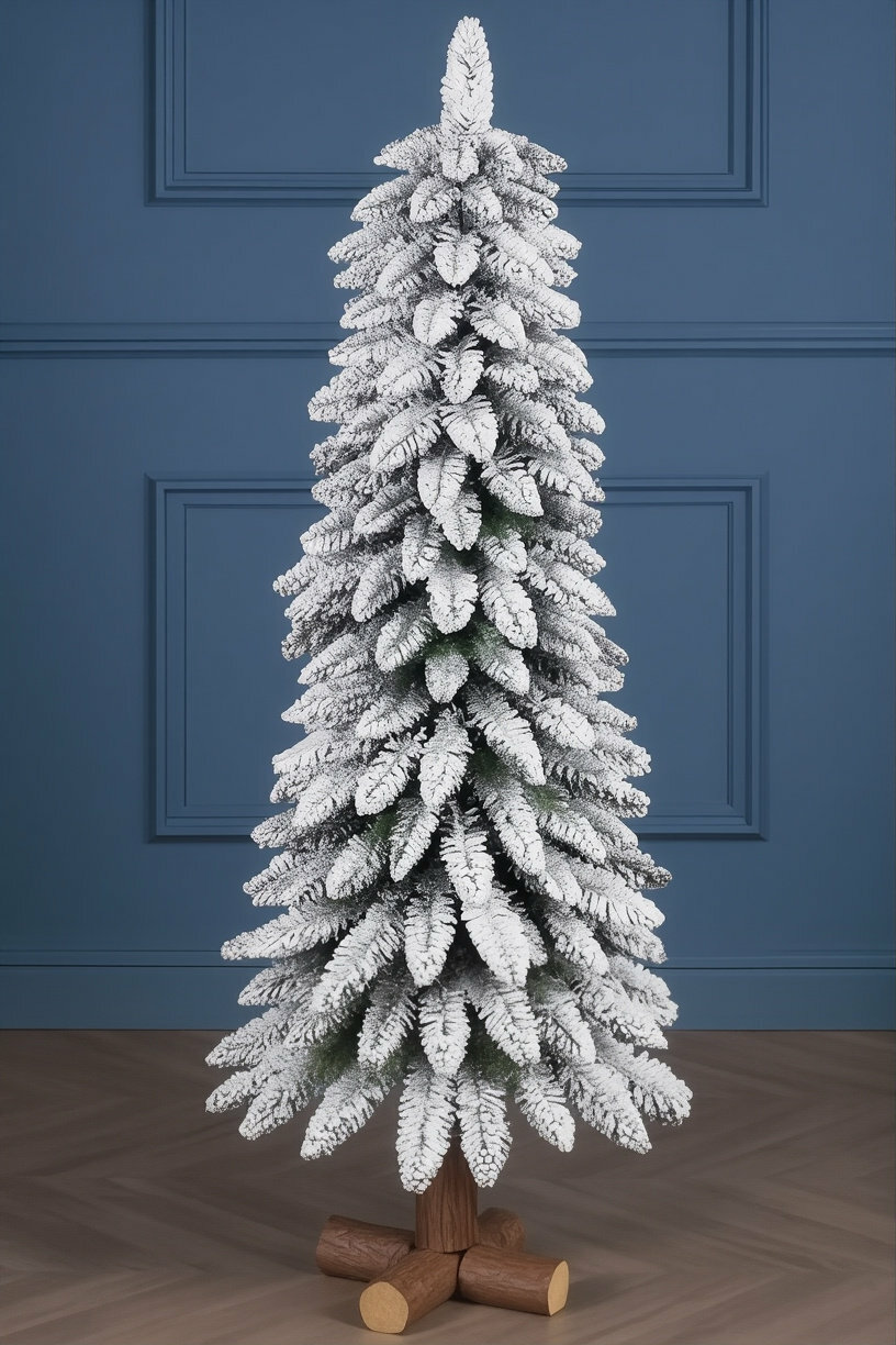 Искусственная елка Альпина Wood 120 см заснеженная, ПВХ, с деревянной подставкой, Winter Deco 2000155