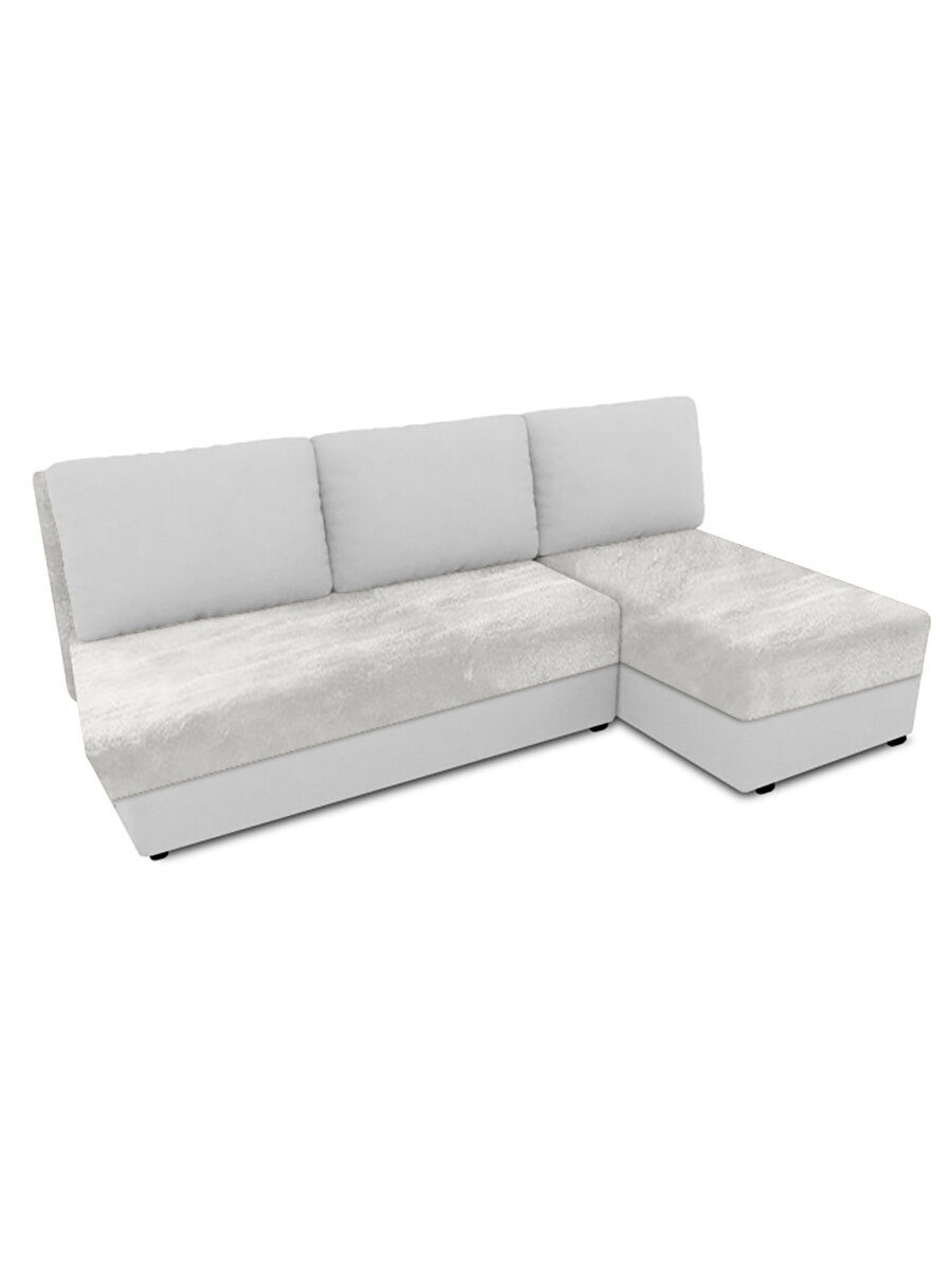 Чехол на угловой диван евро-книжку без подлокотников Бруклин молочный, стрейчевый велюр, Виктория Хоум Декор