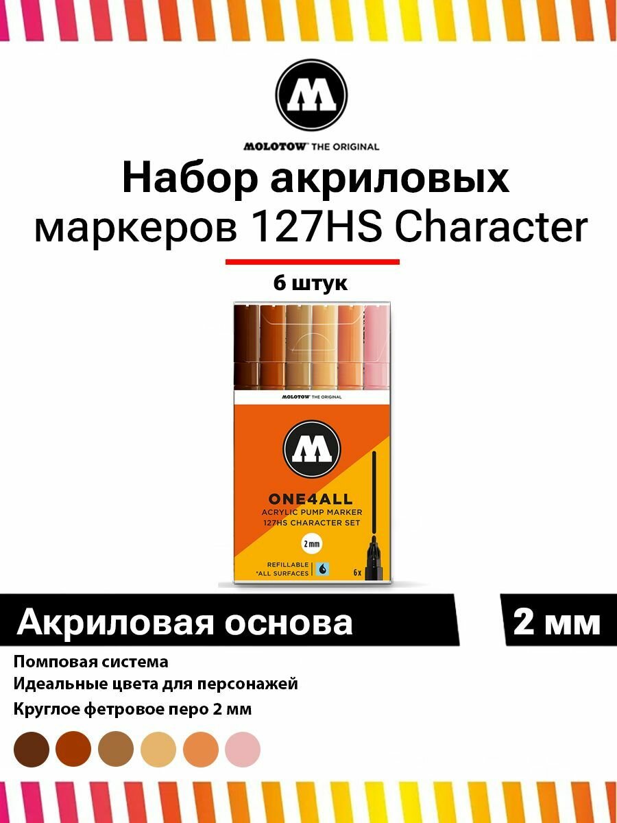 Набор акриловых маркеров Molotow One4all 127HS Character 6 штук 200232