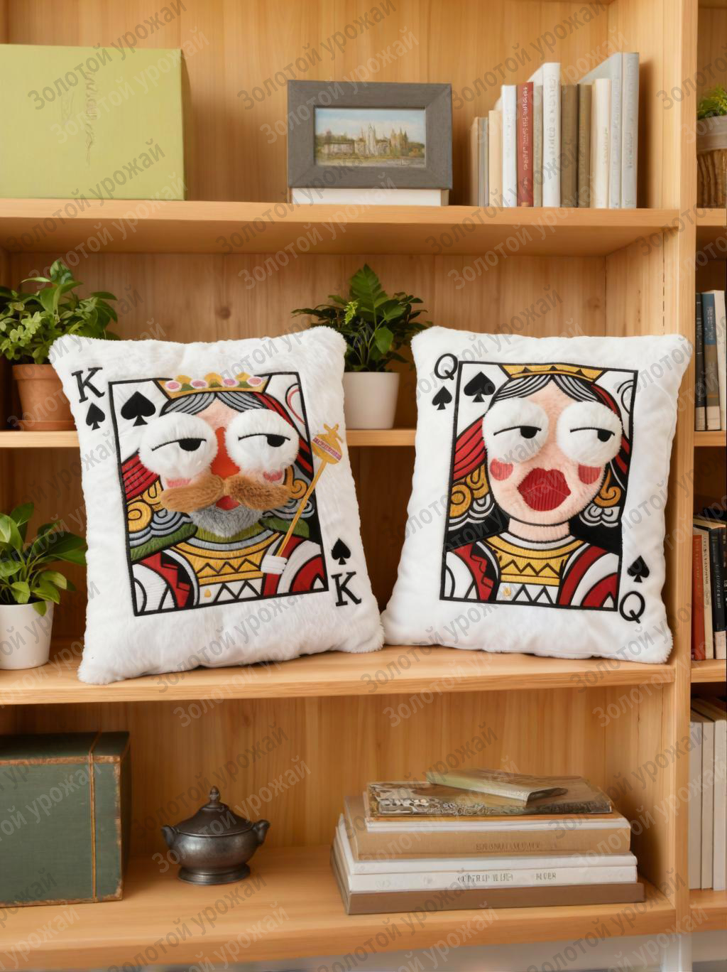 Плюшевый подушка с вышивкой игральных карт; парный, модный, подарочный вариант
