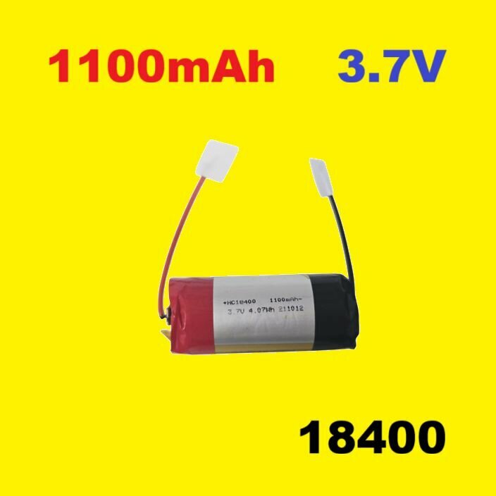 Аккумулятор 18400 1100mAh 3.7V 4.07Wh батарейка с проводами без разъема 5A литиевая батарея 18300, N108