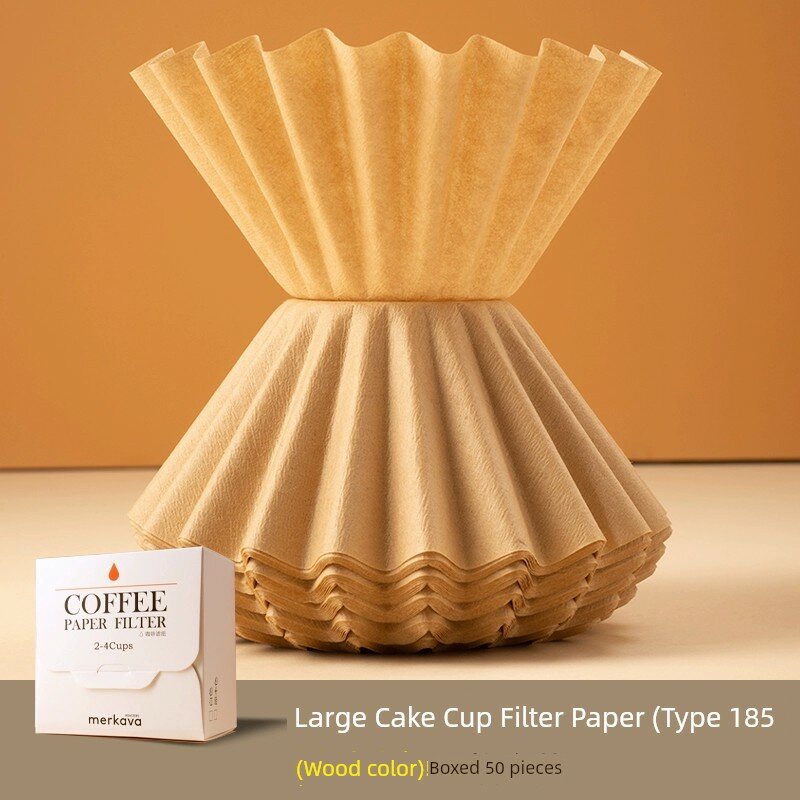 Большая кофейная фильтровальная бумага 185 мм, натуральный деревянный цвет, 50 листов в коробке для фильтрации