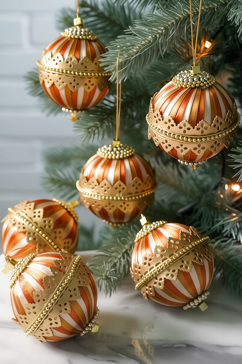 Набор ёлочных шаров философия ферретти, полиэстер, сиренево-коричневый с платиной, 8 см, 6 шт, Winter Deco 2007629