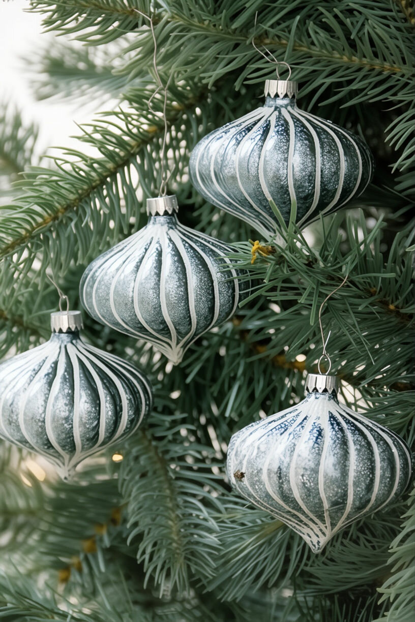 Набор ёлочных украшений луковки галатео, пластик, морозный голубой, 8 см, 4 шт, Winter Deco 1000582