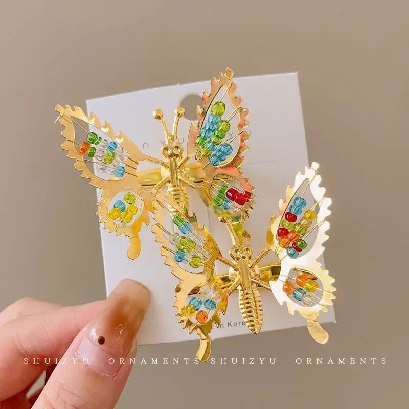 Металлические заколки-бабочки для девочек 2 pieces color