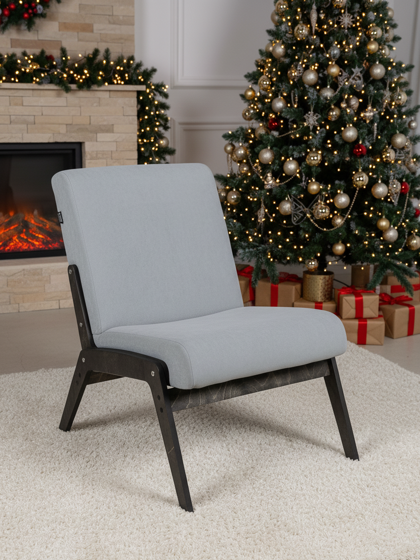 Кресло для отдыха "Левита" от "Мягкой Посадки" без подлокотников, обивка серое велюр