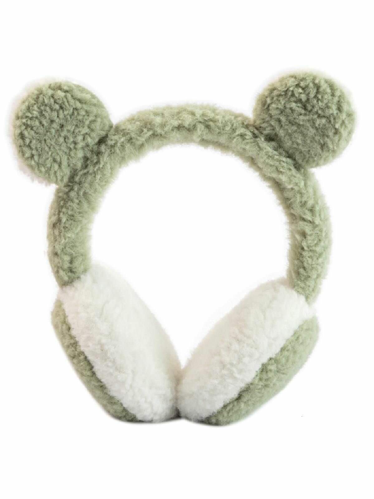 Наушники меховые, Детские зимние теплые выдвижные наушники_вкладыши_нежно_зеленый