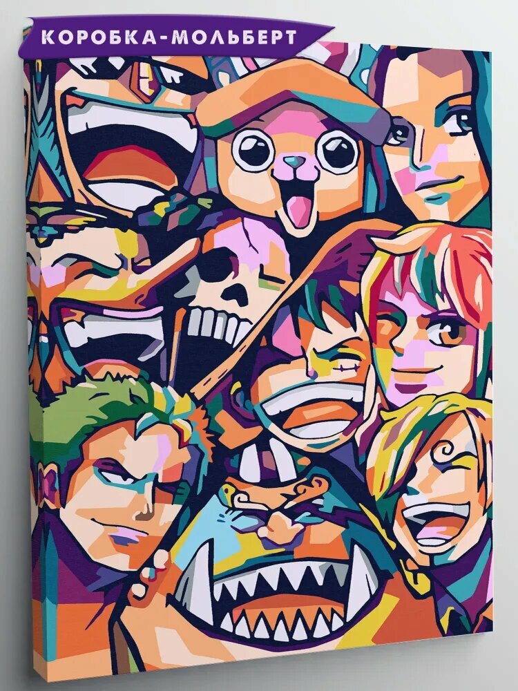 Картина по номерам, холст на подрамнике - Ван Пис Пираты Аниме 30x40 см.