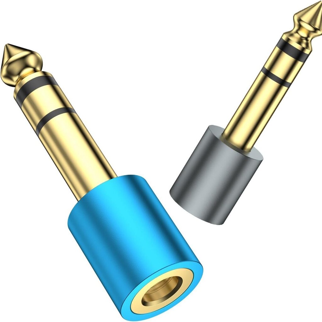 2 женских аудиоадаптера 6.35 revolution 3.5-1 серый 1 синий