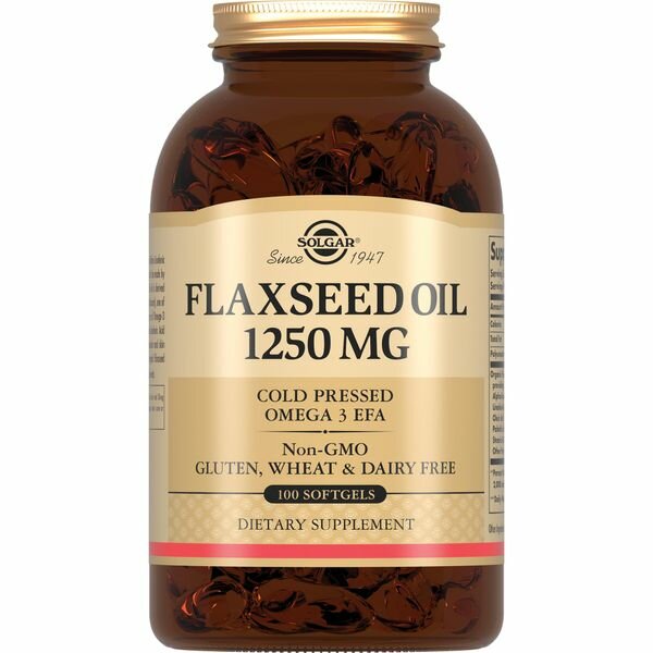 Масло льняное 1250мг Solgar/Солгар капсулы 1823мг 100шт