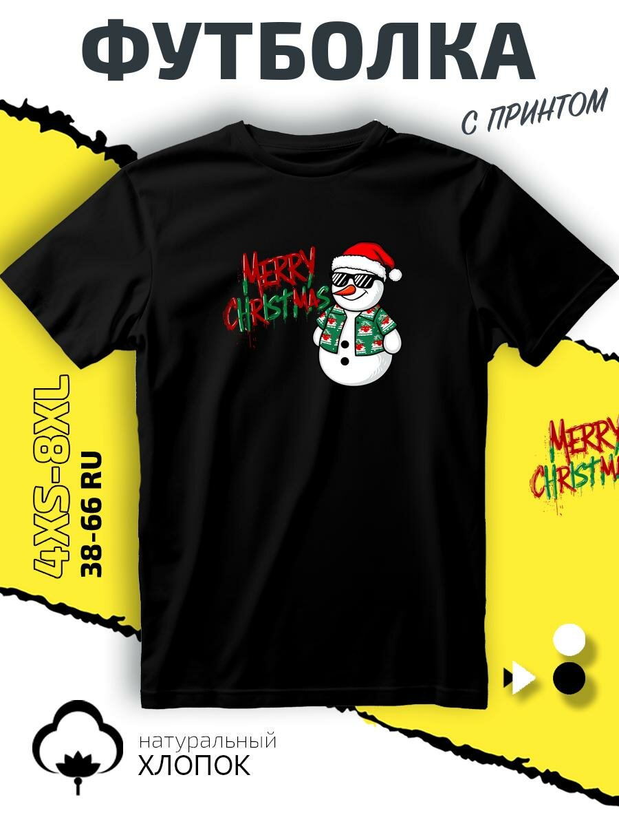Футболка Снеговик cartoon рождественский праздник