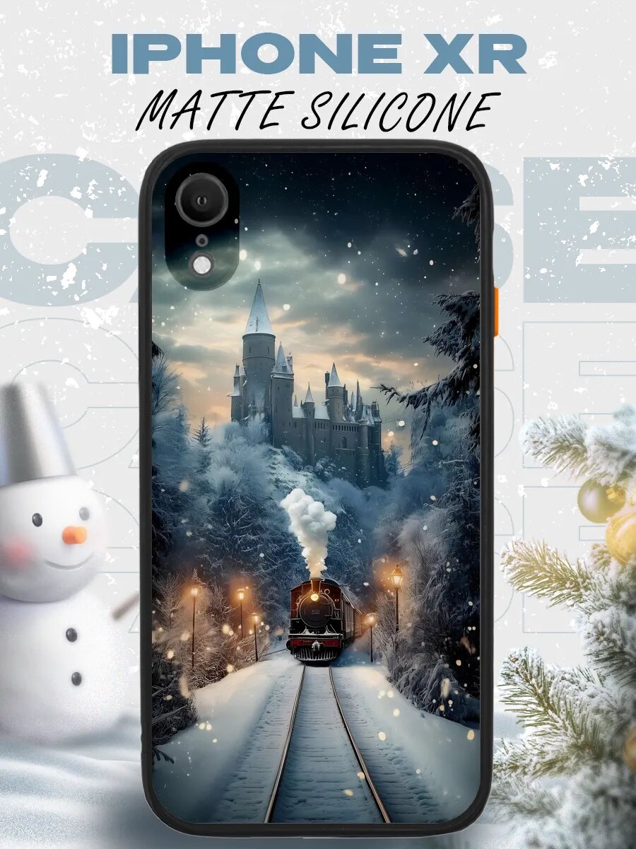 Новогодний силиконовый чехол iPhone XR поезд