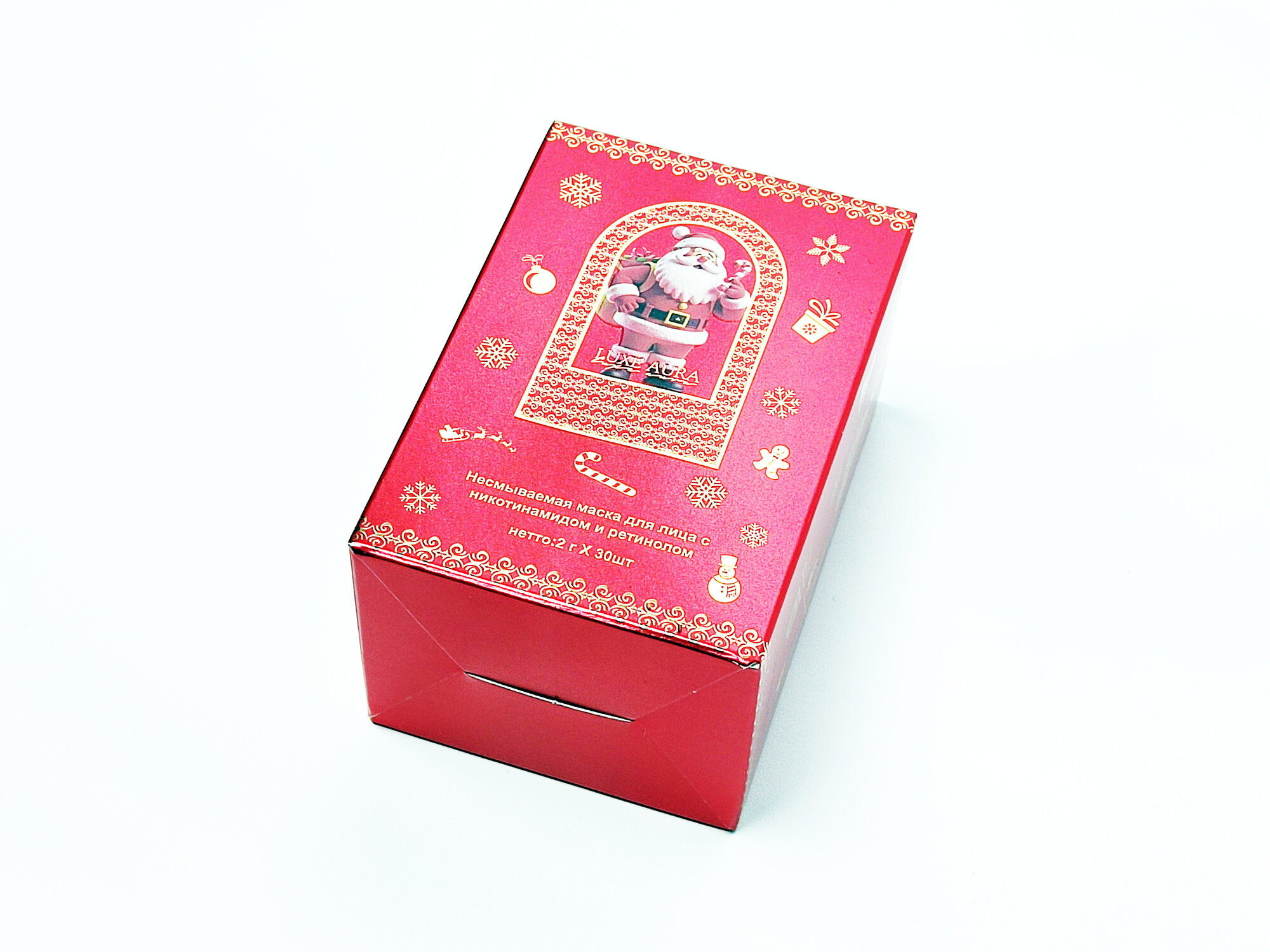 Набор новогодних питательных несмываемых масок для лица LUXE AURA с ниацинамидом и ретинолом, 30 штук
