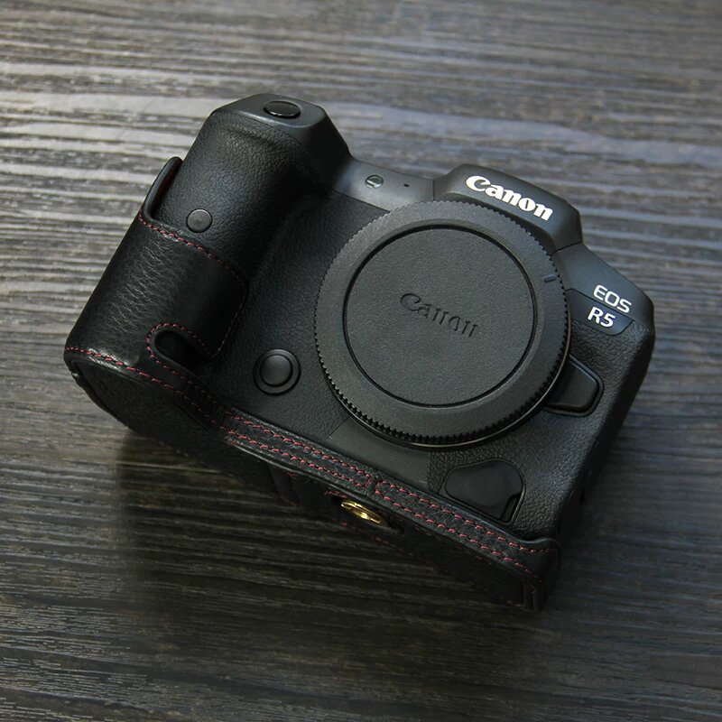 Черный с красными полосками, кожаная подставка для Canon EOS R5 R6 R6II из второслойной кожи