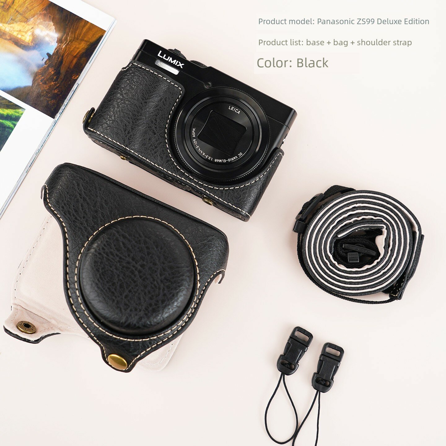 Роскошный кожаный чехол для камеры с защитой основания камеры, подходит для Panasonic ZS99, защитный чехол tz99,