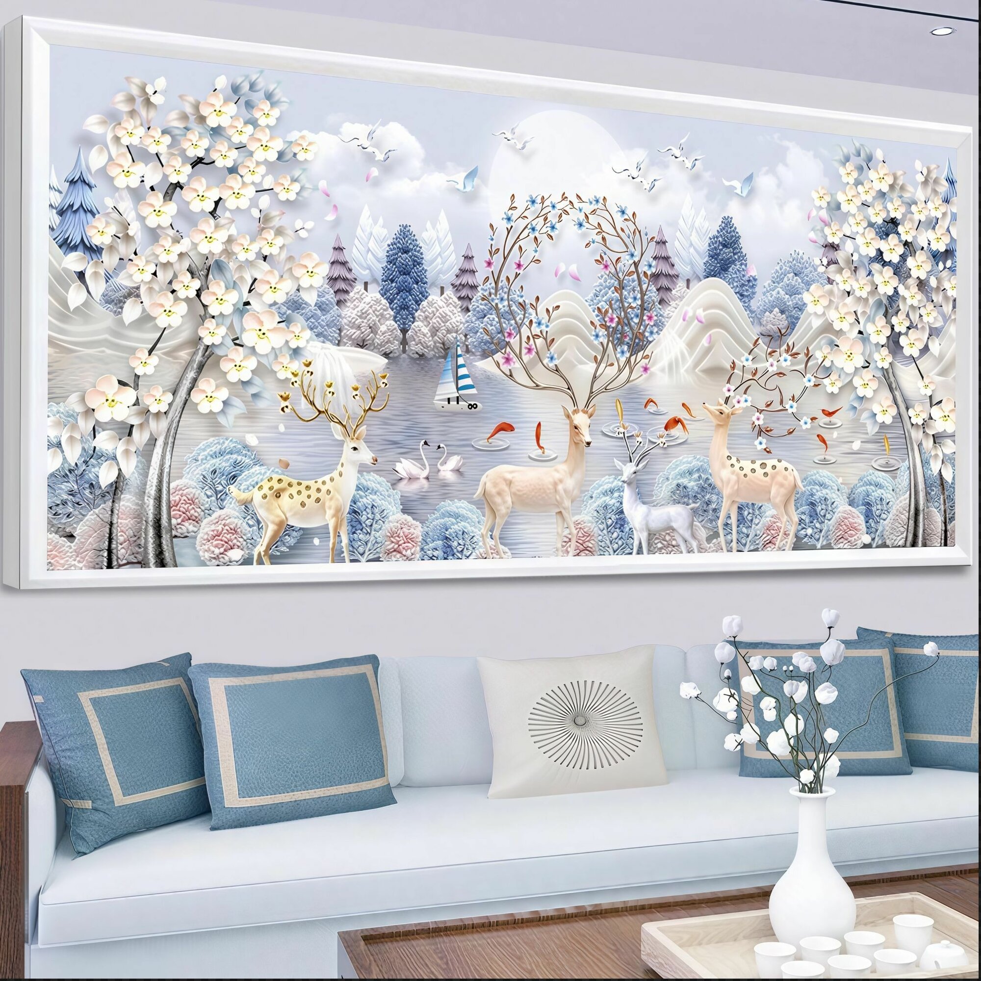 Алмазная мозаика набор Снежная зима 120х50 см