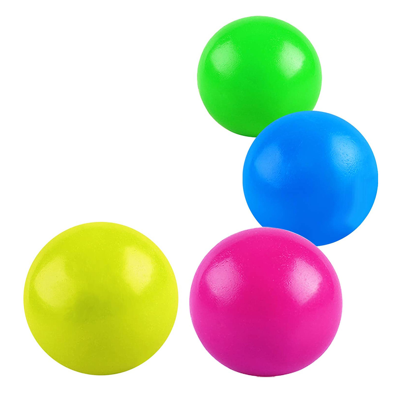 4Pcs, 8Pcs, 10Pcs Stick Wall Balls Sticky Fluorescent Ceiling Ball Target Ball Anti-stress Decompression Toy TPR Material Item Diameter 45mm 1.77in Package Weight 4Pcs 48g 1.69ounces 8Pcs 96g 3.39ounces 10Pcs 120g 4.23ounces Package Size 150*100*50mm