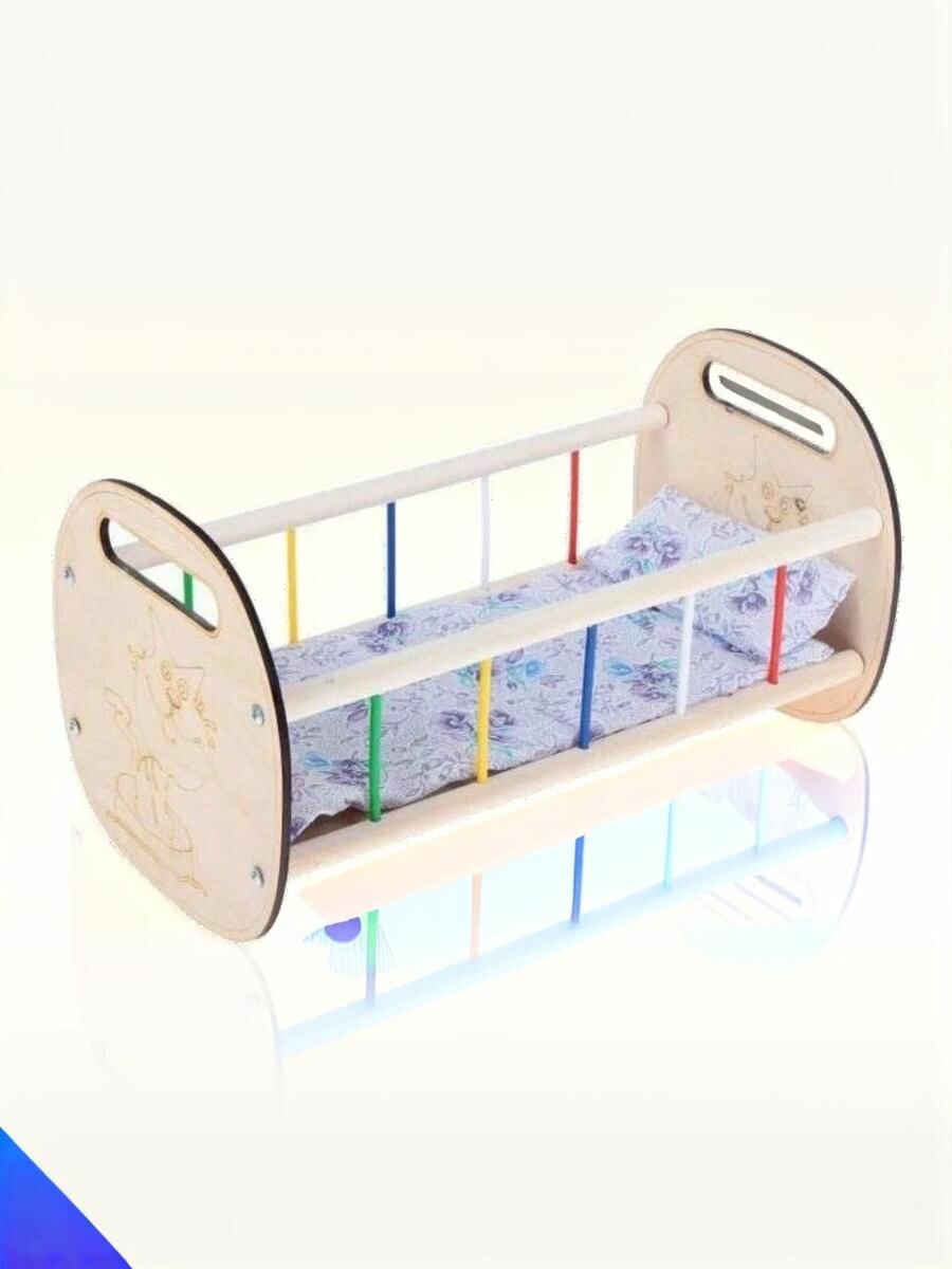 Деревянная кроватка для куклы до 40 см