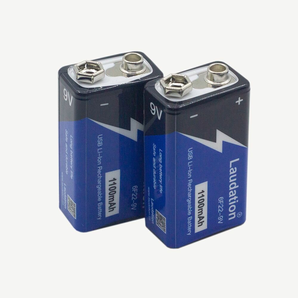 9V Type - C Заряжаемый аккумулятор 1100 мАч 2 шт.