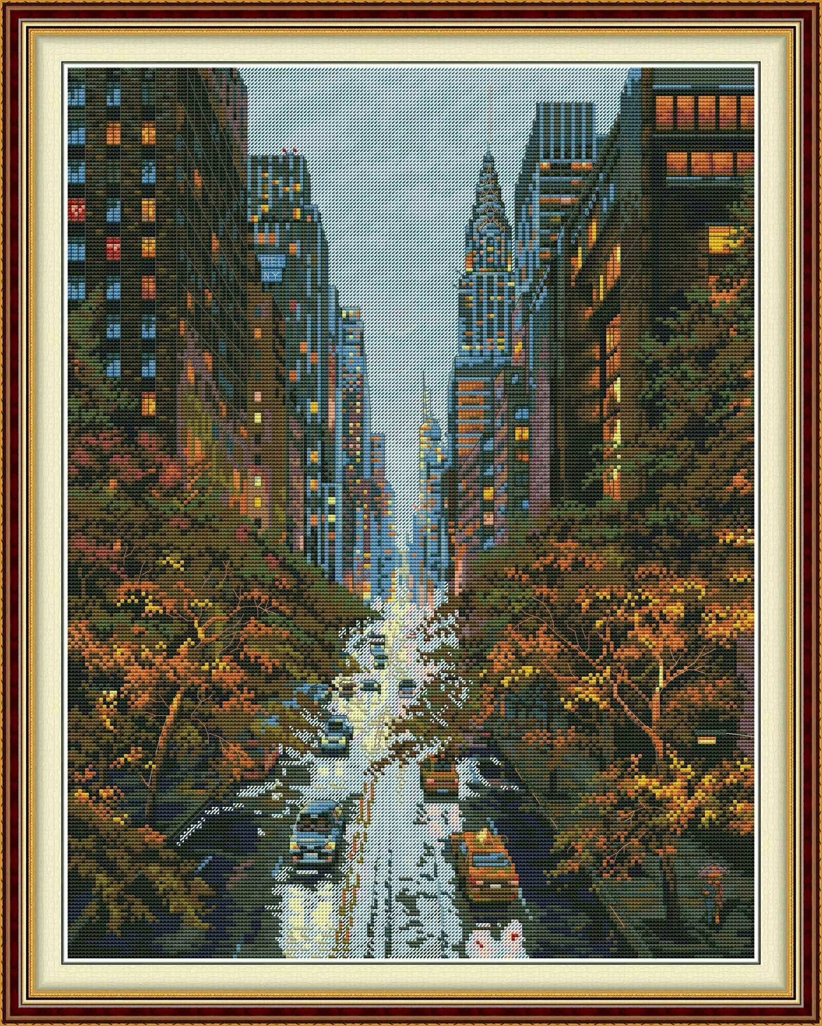 NKFвышивка крестом наборы, Схема на16CT "Город осенью",39*47CM