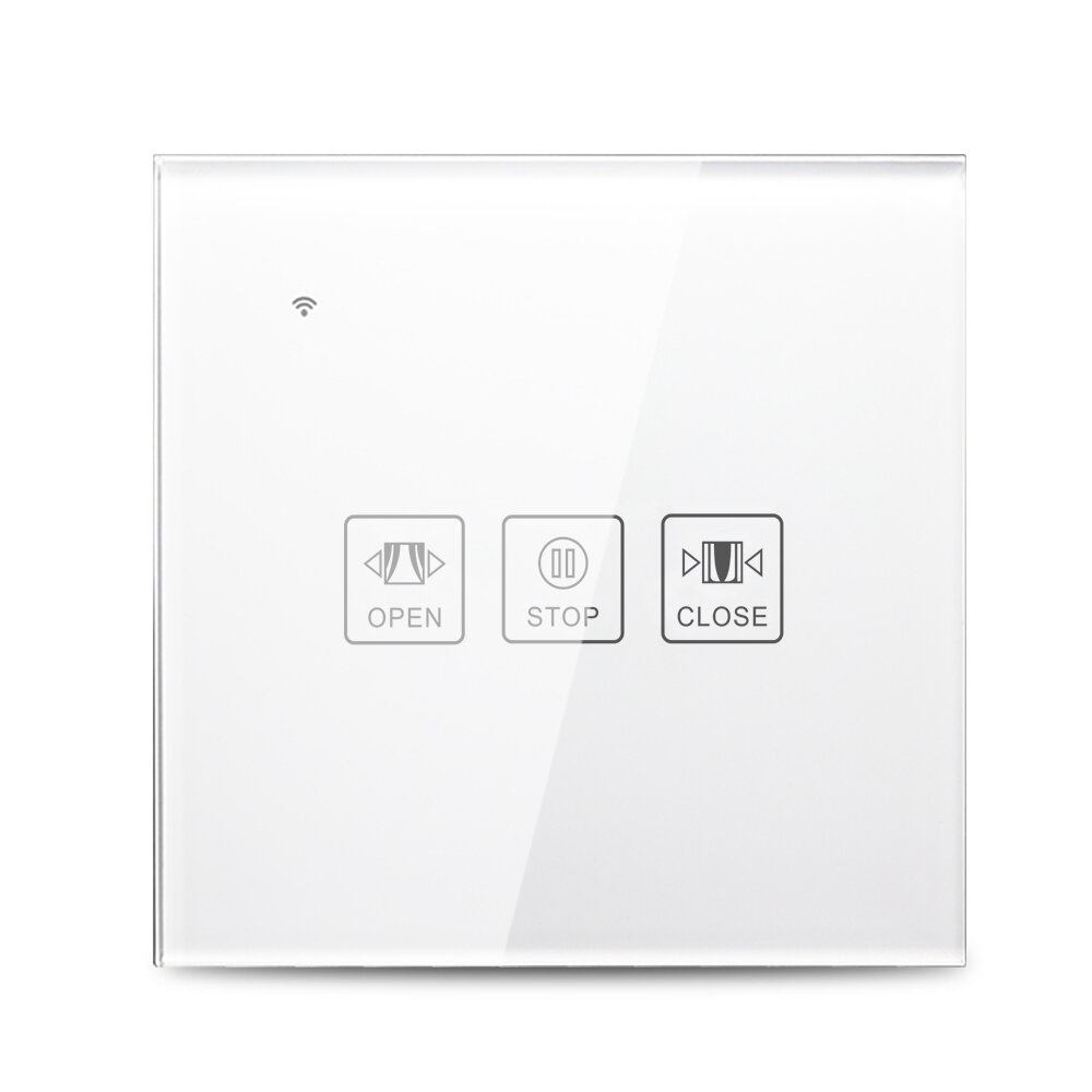 Wi-Fi Smart Curtain Touch Switch Glass Panel Voice Control Compatible with Google Home APP Control Timing Function Smart Share Smart Switch Wall Socket White (1 Gang)