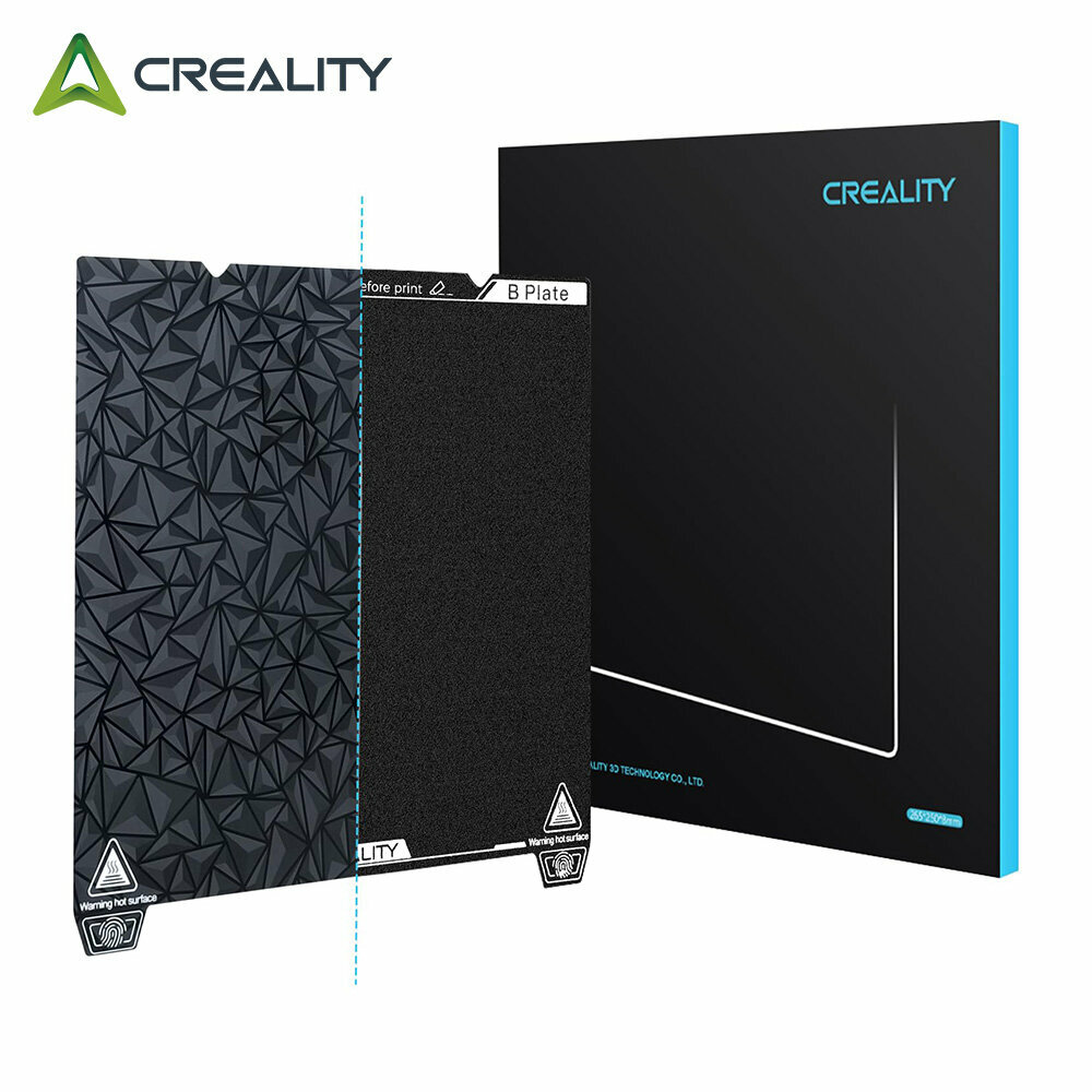 Creality K1 Max Build Plate Двусторонняя глянцевая PEO + текстурированная магнитная опорная пластина PEI 315 * 310 мм Гибкая съемная для K1 Max, Ender 3 V3 Plus, Ender 3 S1 Plus (без магнитного основания)