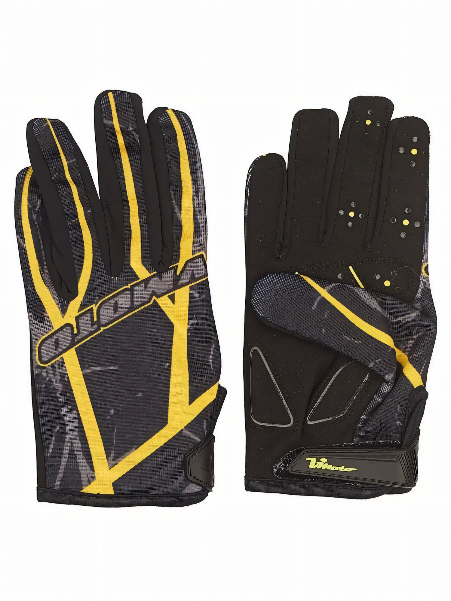 Мотоперчатки Vmoto 1265 Black/Yellow L, вентиляционные вставки