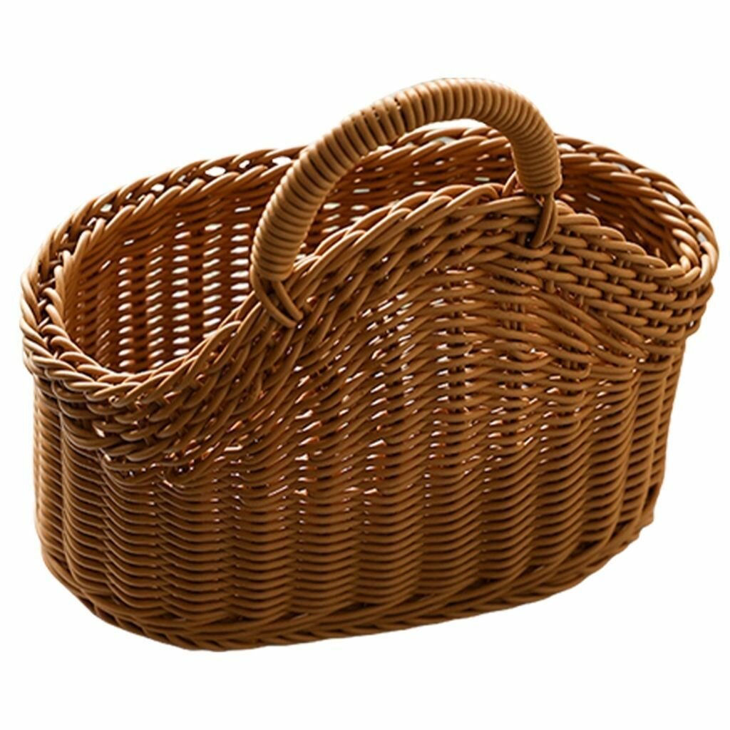 Пластиковая плетеная настенная корзина для хранения, 19x10x17 см, желтая, для кухни, ванной и офиса