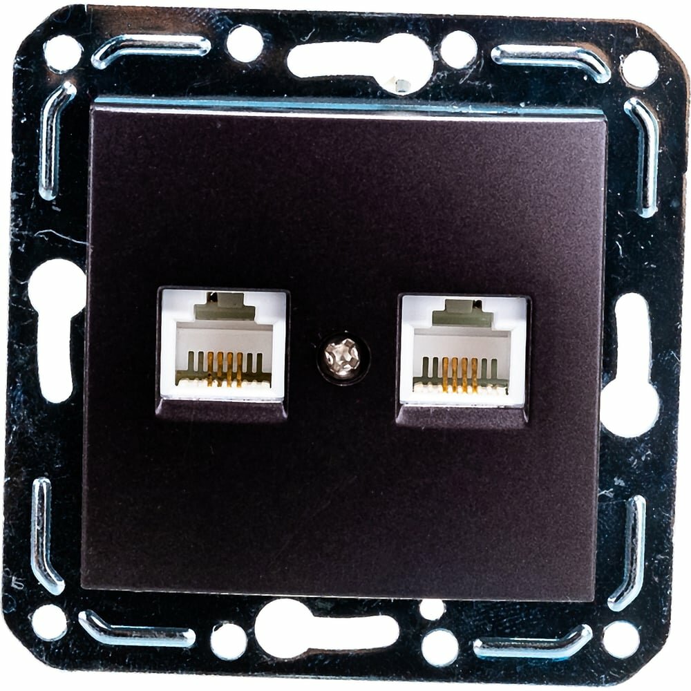 Двухместная телефонная розетка Volsten V01-14-F22-M, RJ -11, Magenta Nero, 9994