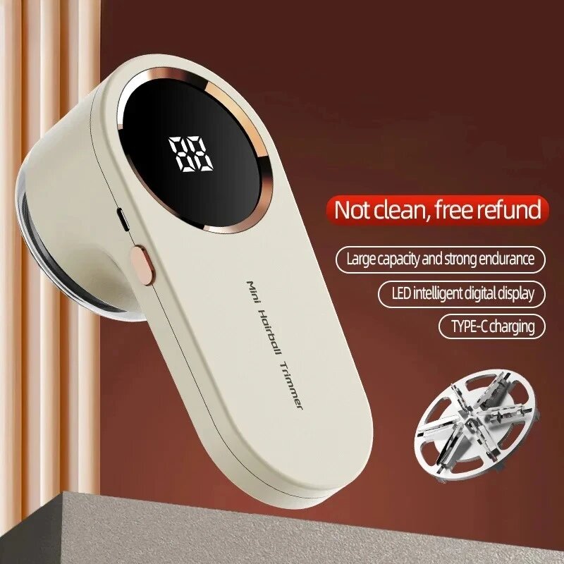 Mini Hairball Trimmer, Серый, Type-C, Cleaning brush