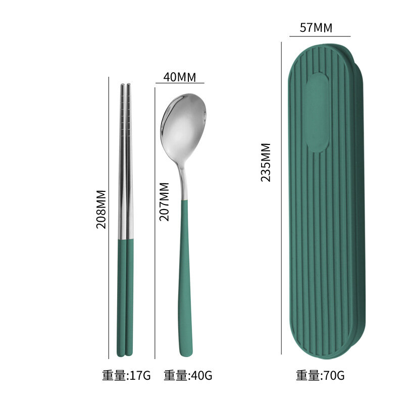 Корейский портативный набор посуды 304, набор палочек для еды, студенческая уличная посуда из нержавеющей стали, набор