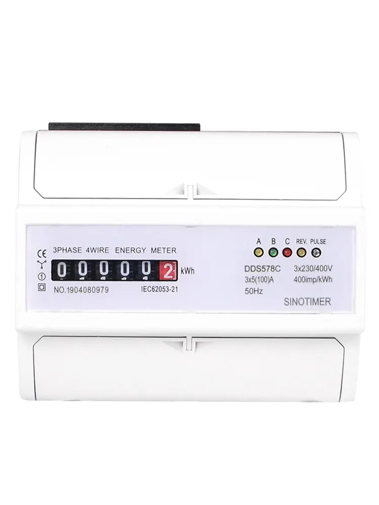 ДДС578К трехфазный 4-проводной аналоговый счетчик электроэнергии на рельсе ДИН держатель 100А 380В