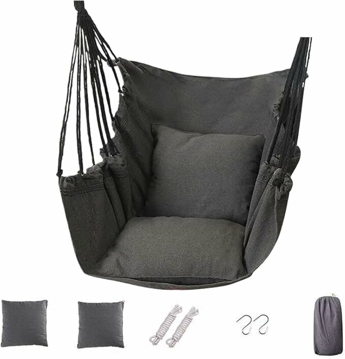 Гамак для сада долговечный с толстой износостойкой тканью кресло-качели садовая мебель туристический гамак серый 1