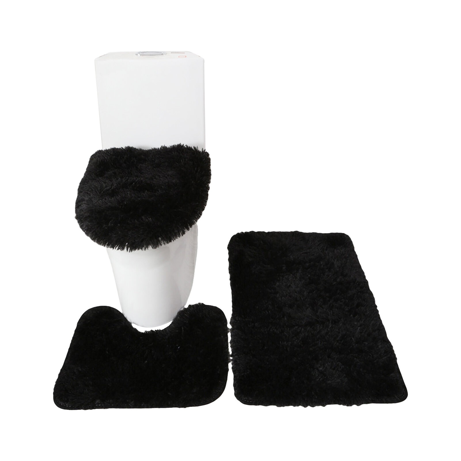 3PCS Набор ковров для ванной: чехол для сиденья унитаза, коврик для ванной и U-образный коврик, не скользящий, водопоглощающий, сплошной, размеры чехол 45*50см, коврик 50*80см, U-образный 40*50см, материалы полиэстер, акрил, хлопок, цвета Белый Зеленый