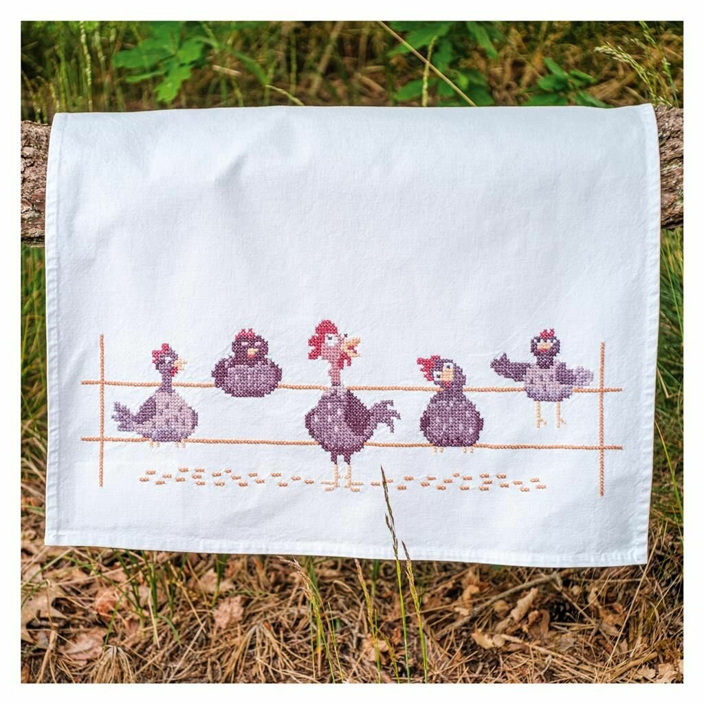 PN-0216933 Набор для вышивания крестом Vervaco "Забавные цыплята", 46x71 см.